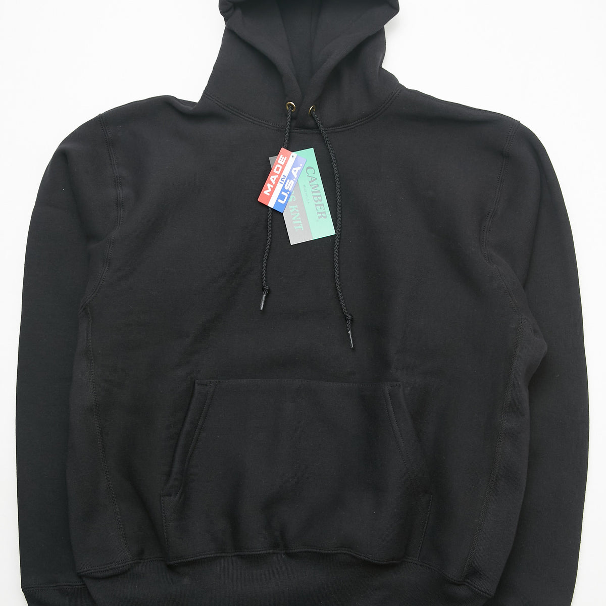 Camber #232 Cross-Knit Heavyweight Pullover Hooded Sweatshirt - Black ...
